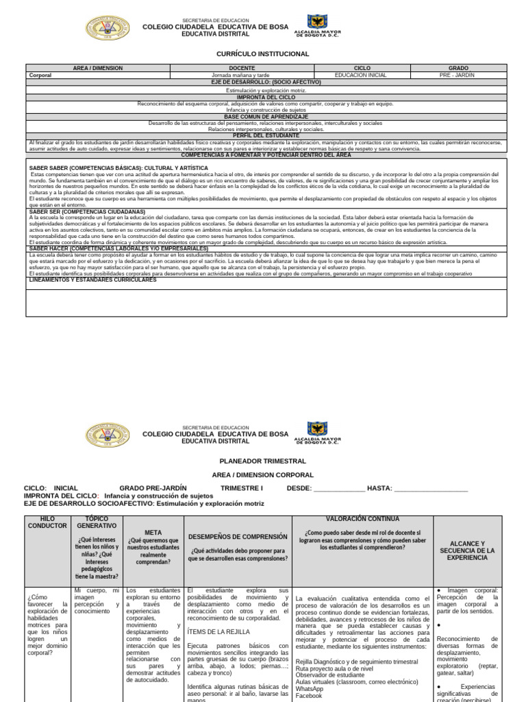 DIMENSION CORPORAL 2021 Unificado | PDF | Aprendizaje | Educación de la ...