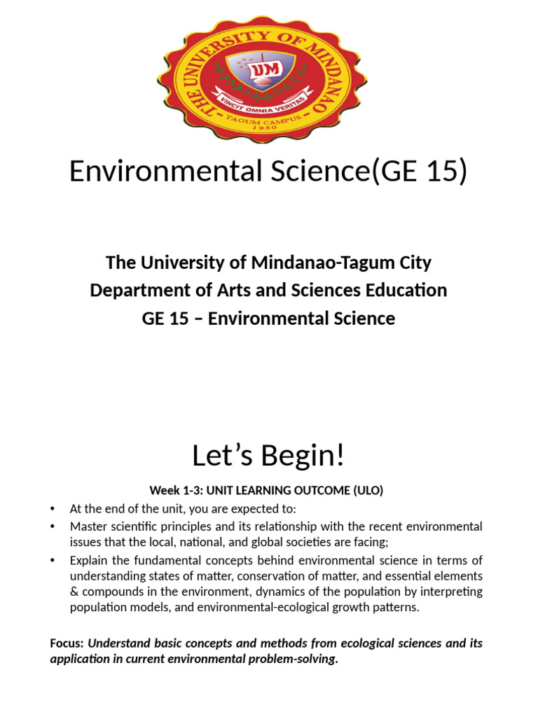 Chapter 1-Environmental Problems, Sustainability, SDG's - 0 | PDF ...