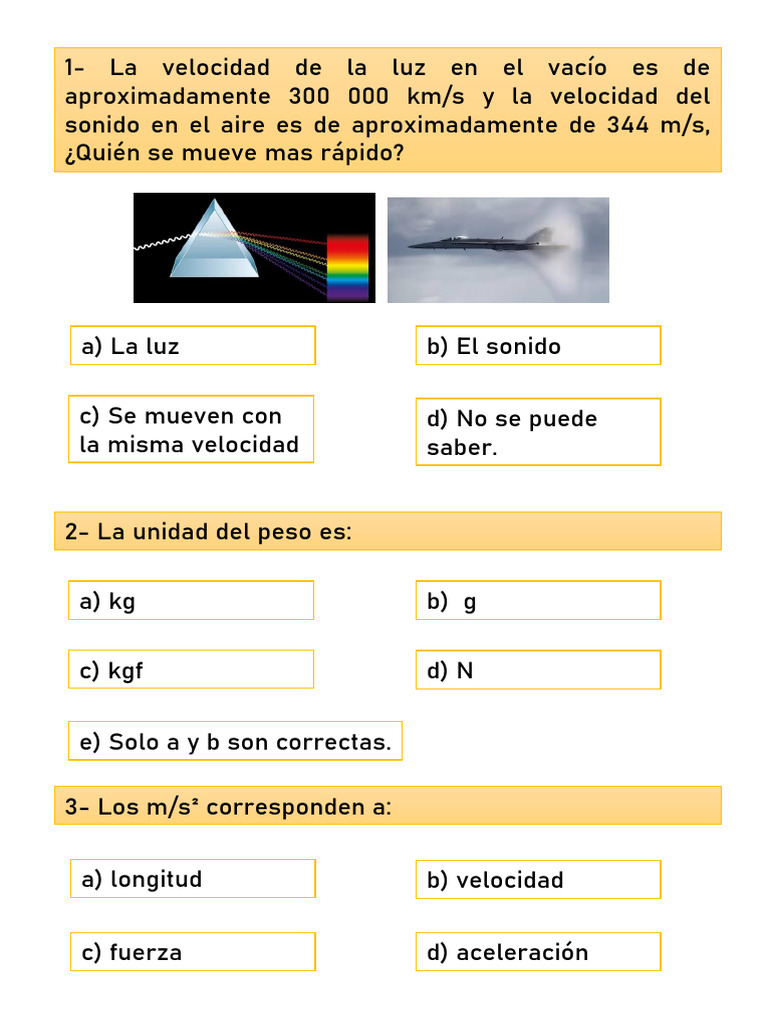 Quizz Unidades y Conversion | PDF