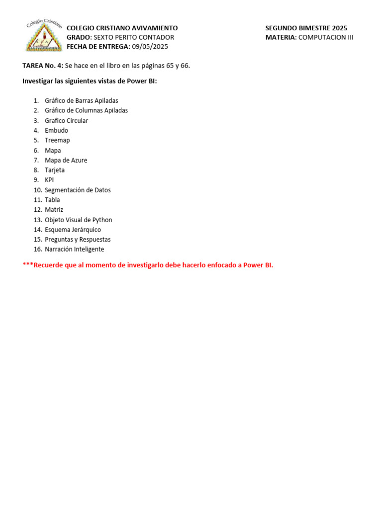 TAREA 4 EJERCICIO 15 (PAGS. 65-66) 6to. PERITO COMPUTACION | PDF