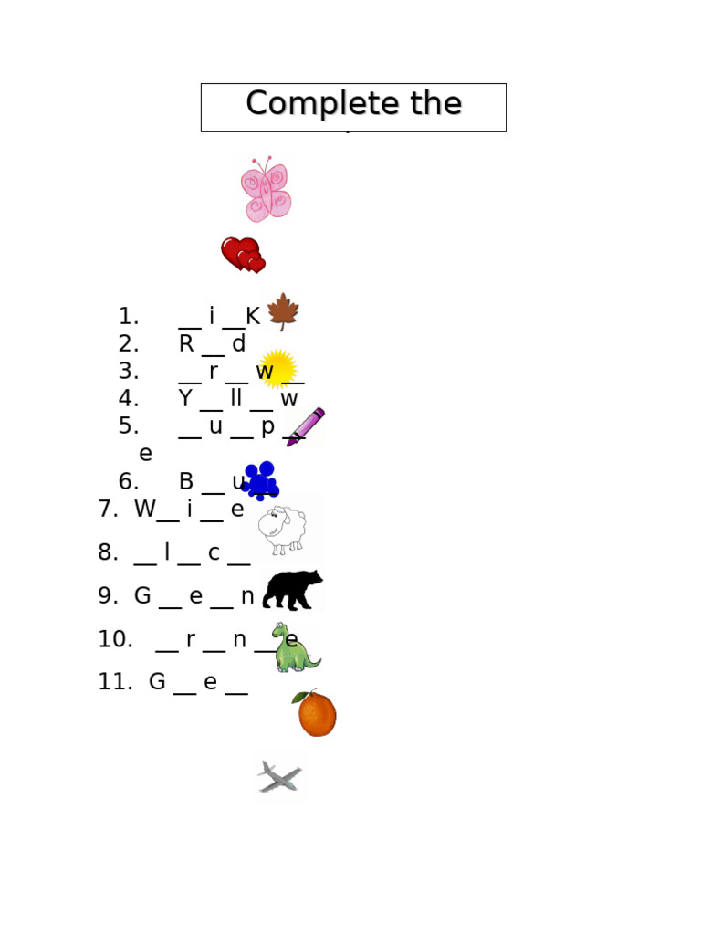 Colors Fill Blank - Keyko | PDF