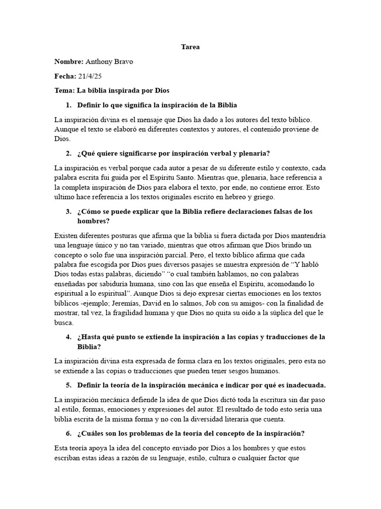 Tarea 15 | PDF | Biblia | Dios