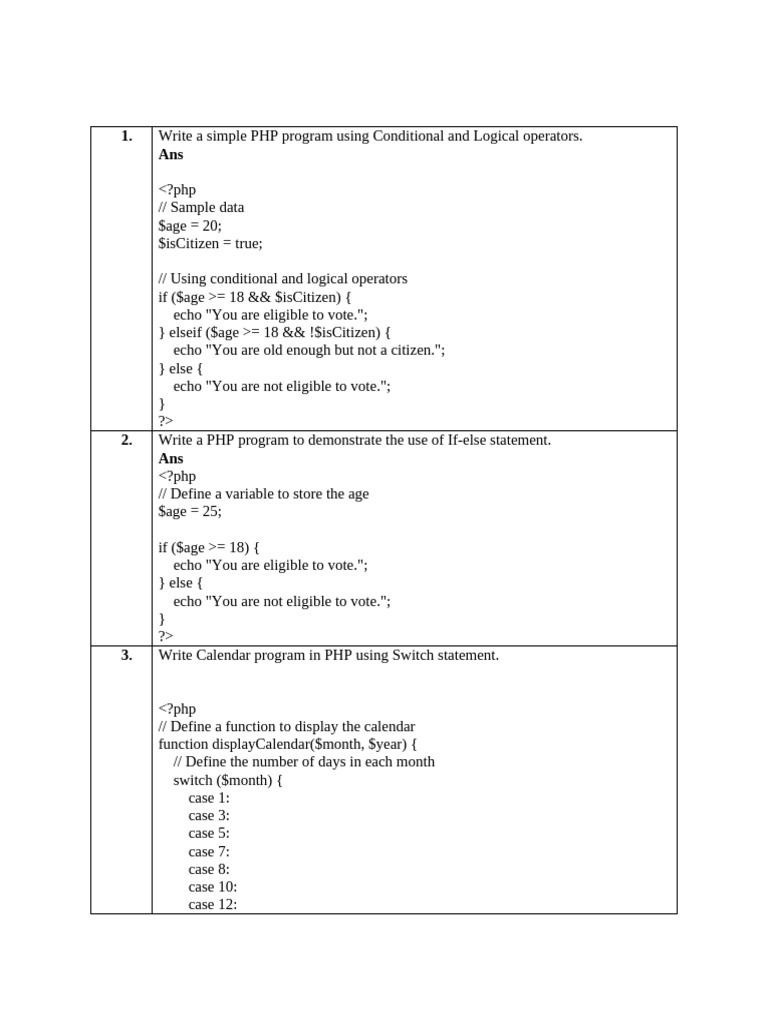Sample - Practical - List (1) ANS | PDF | Inheritance (Object Oriented Programming) | Php