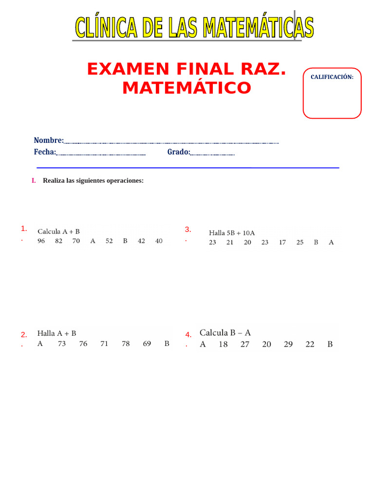 FINAL DE RM 5TO GRADO 2025 | PDF
