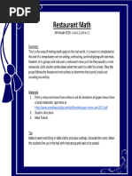 Restaurant Math Calculations Key | PDF | Foods | Food And Drink