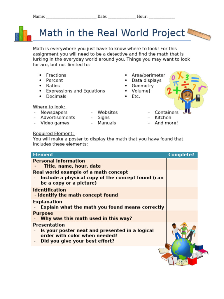MathintheRealWorldProject 1 | PDF | Mathematics | Concept