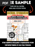 Math Café Menu and Pricing Guide | PDF