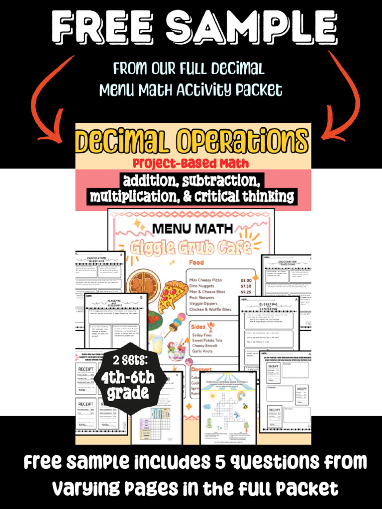 Free Menu Math Activity Sample | PDF
