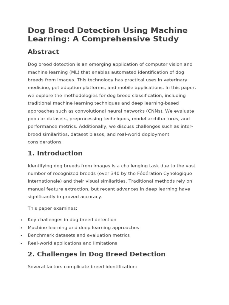 Dog Breed Detection Using Machine Learning | PDF | Machine Learning | Dog Breeds