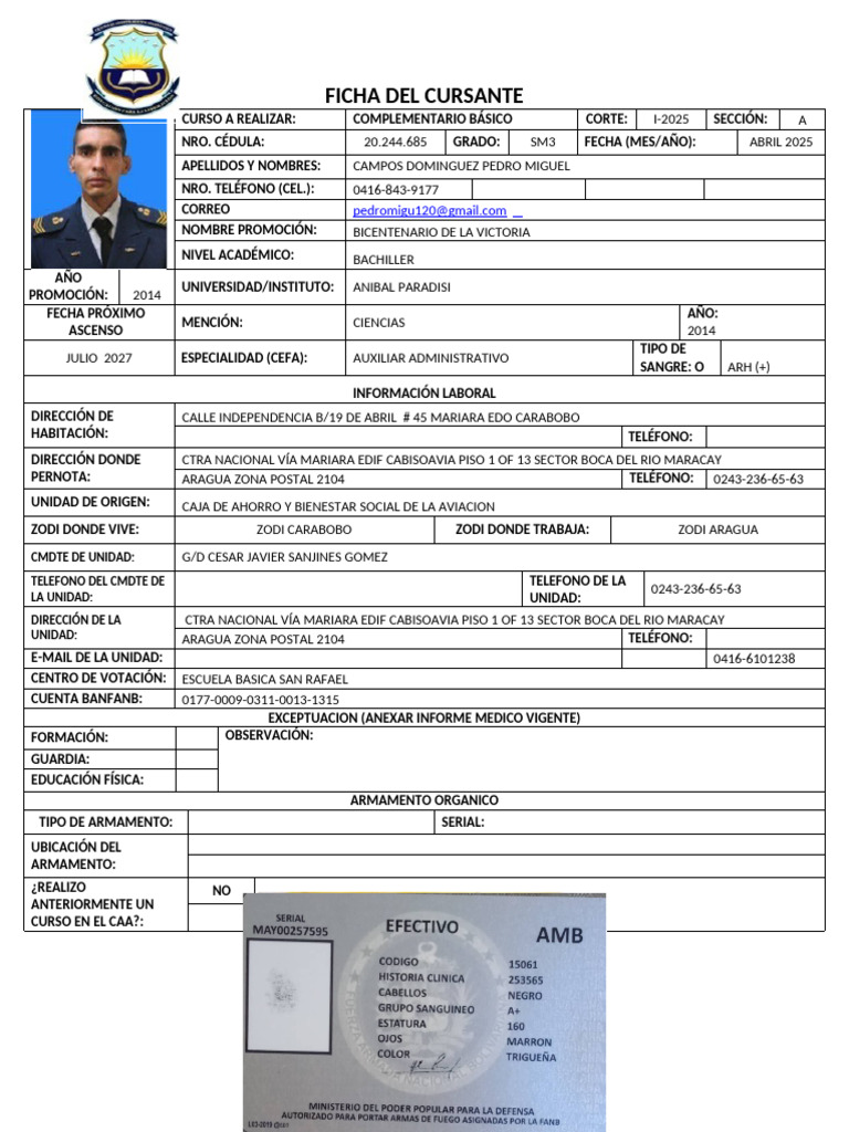 Ficha Cursante Sm3. Pedro Campos | PDF