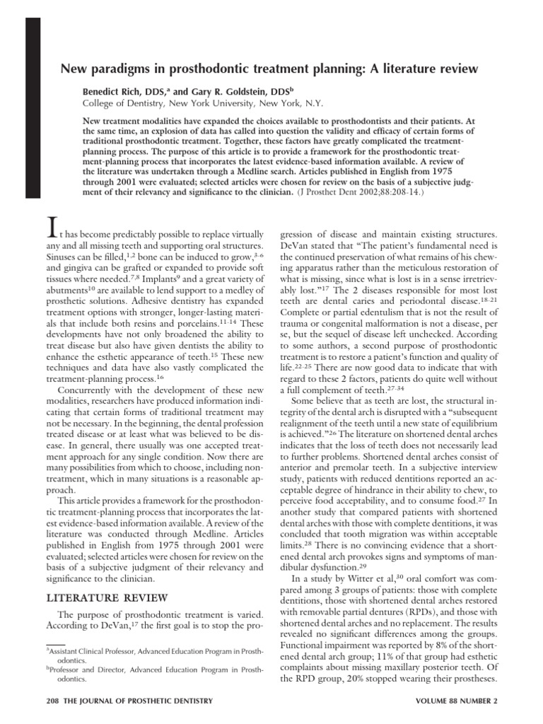 New Paradigms in Prosthodontic Treatment Planni - 2002 - The Journal of ...