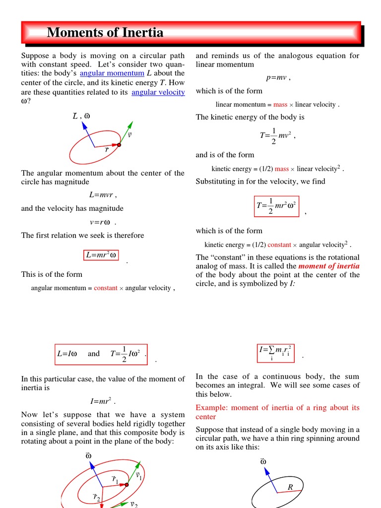 Moments of Inertia: Angular Momentum Angular Velocity | PDF | Rotation Around A Fixed Axis ...