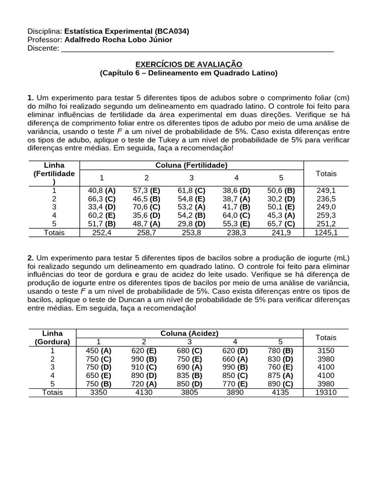 Lista de Exercícios - Capitulo 6 | PDF | Matemática