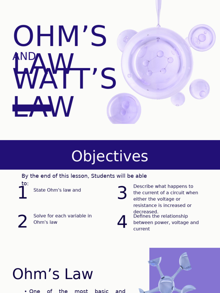 Ohm's and Watt's Law Explained | PDF | Voltage | Resistor