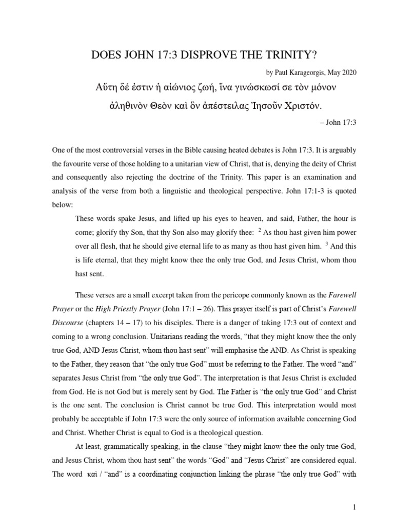 Does John 17 3 Disprove The Trinity | PDF | God The Father | Gospel Of John