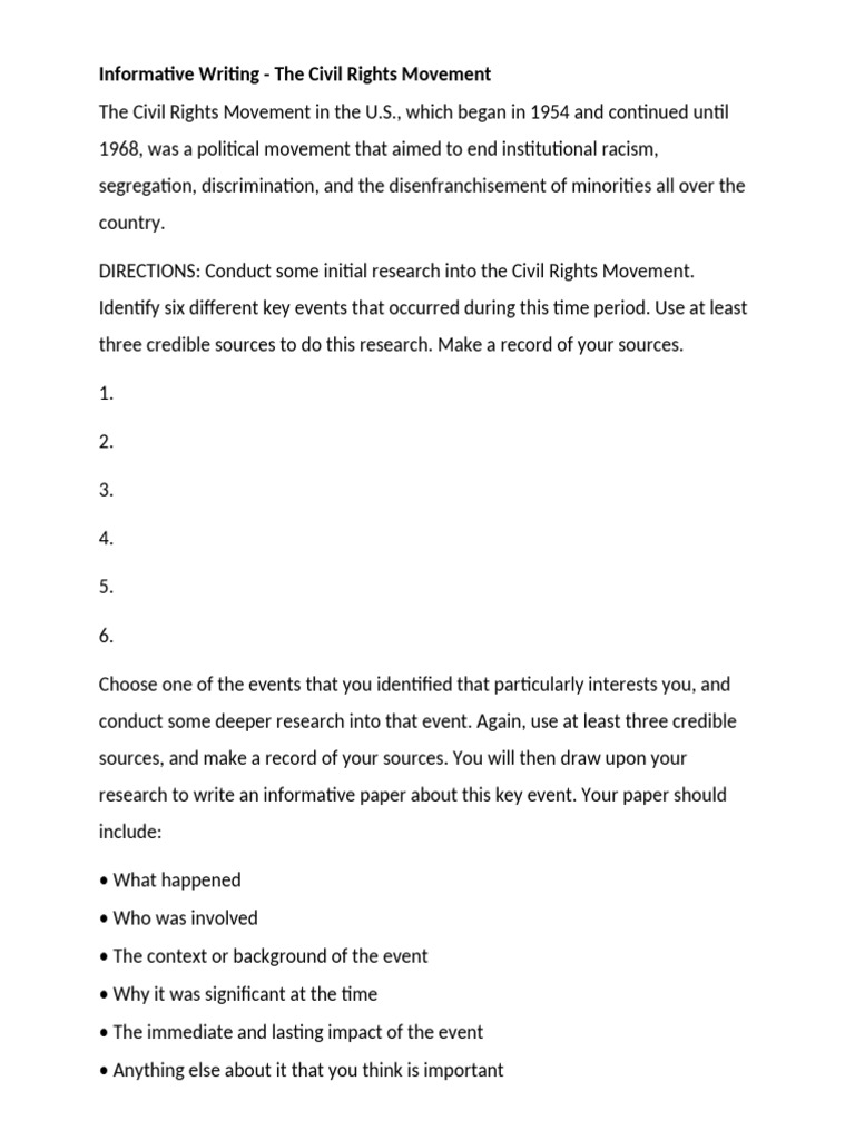 Informative Writing Civil Rights | PDF