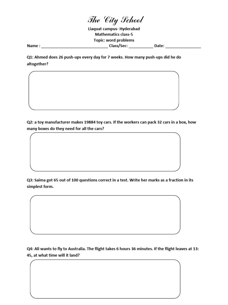 5 2nd Term Math Word Prob Revision1 | PDF