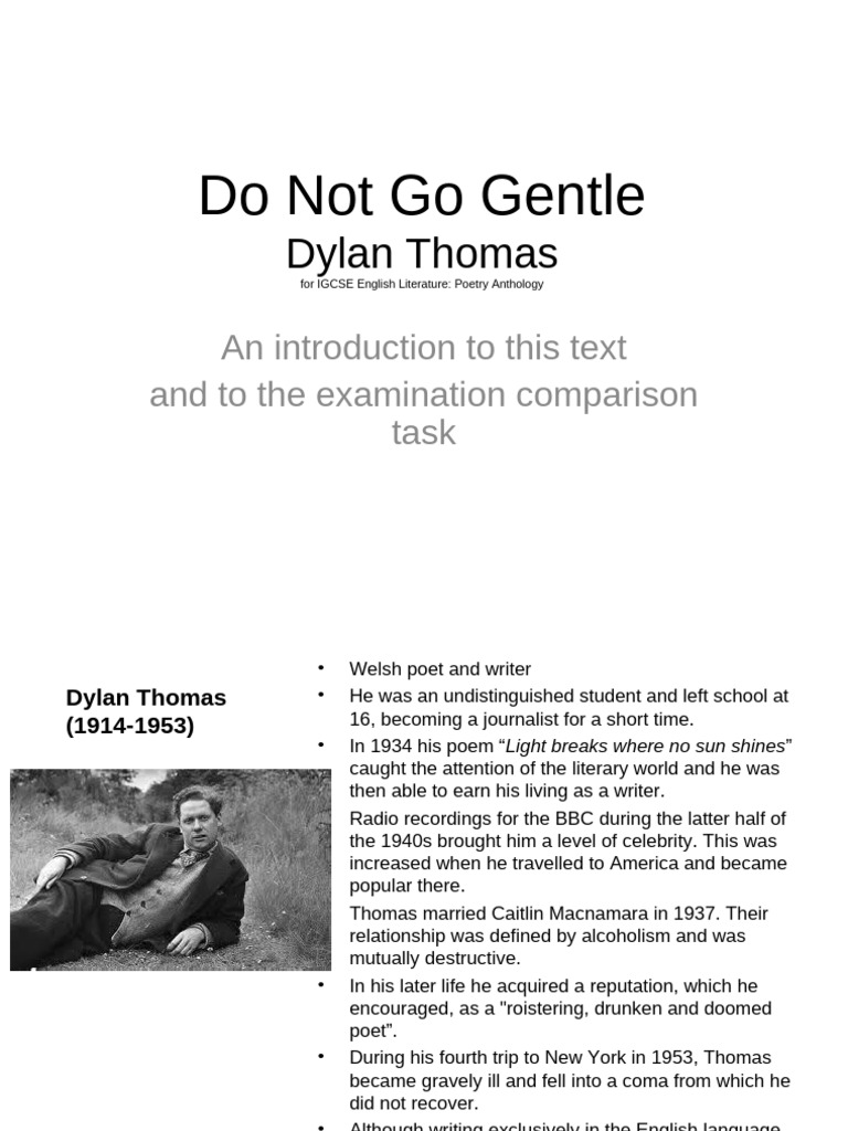 Do Not Go Gentle | PDF | Poetry | Metre (Poetry)