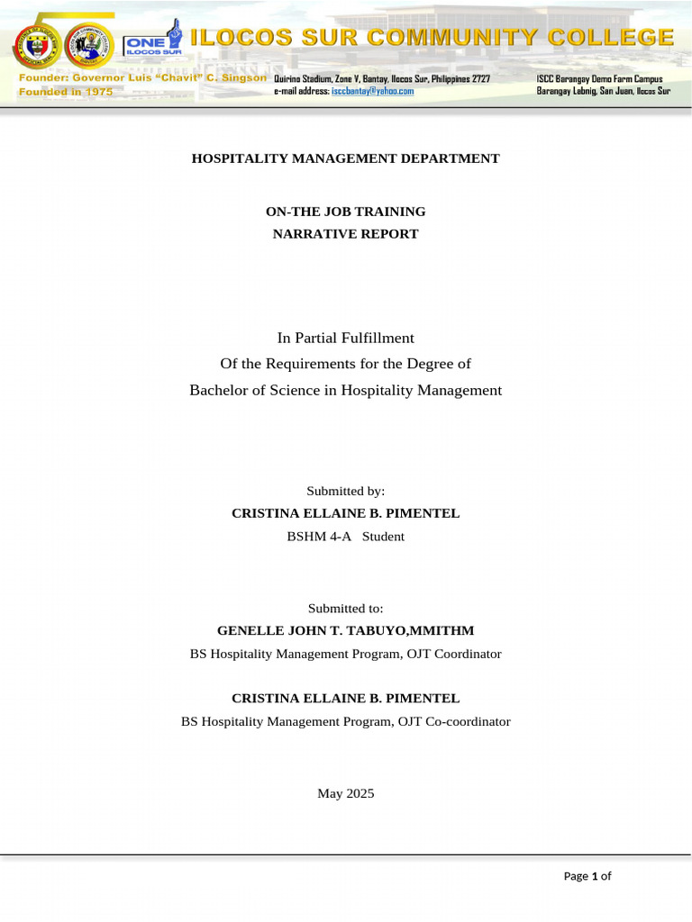 Narative Report OJT | PDF