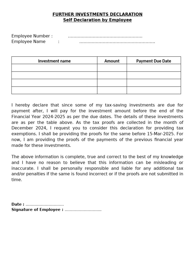 Investment Name Amount Payment Due Date: Further Investments ...