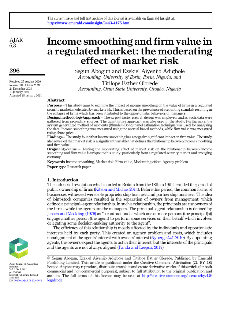 10 1108 - Ajar 08 2020 0072 | PDF | Endogeneity (Econometrics) | Market ...