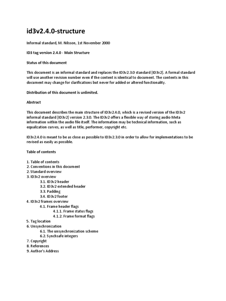 Id3v2.4.0 Structure | PDF | String (Computer Science) | File Format