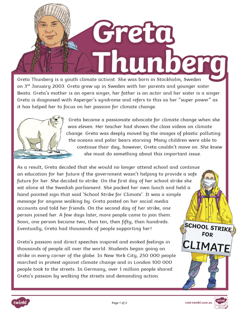 Greta Thunberg Fact File | PDF