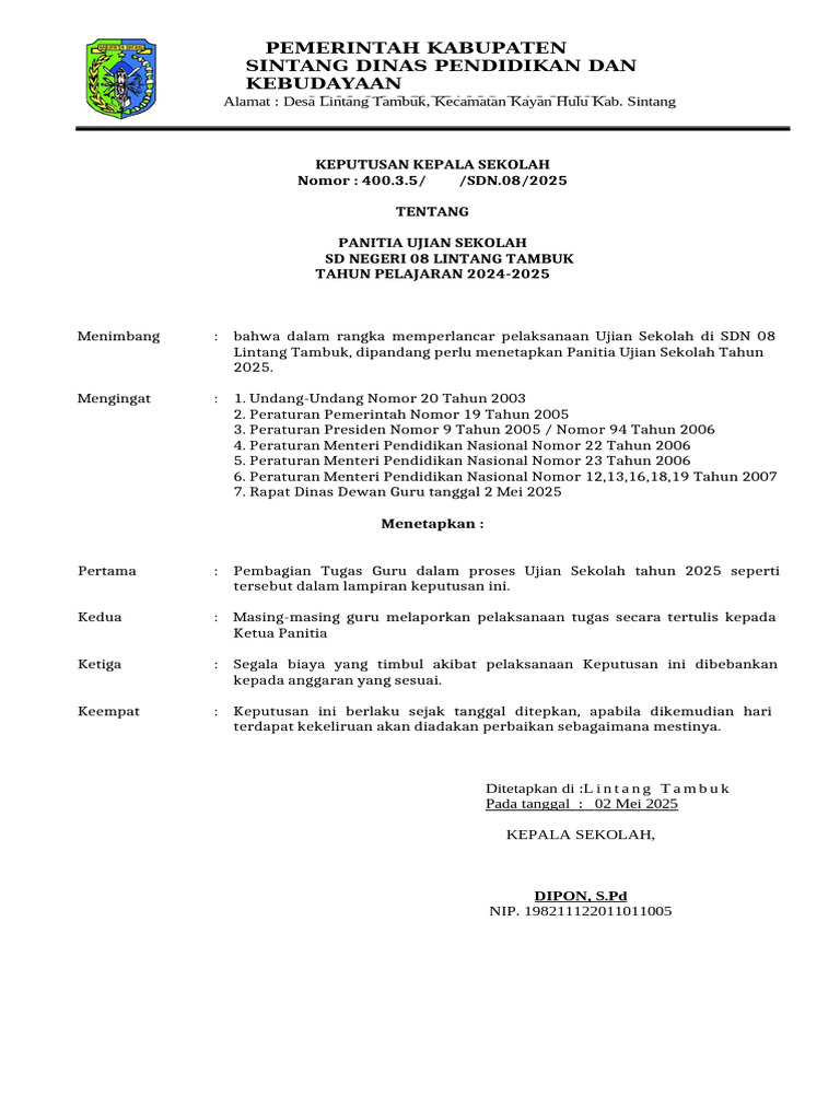 KELENGKAPAN US SDN 8 LT TAHUN 2025 (AutoRecovered) | PDF
