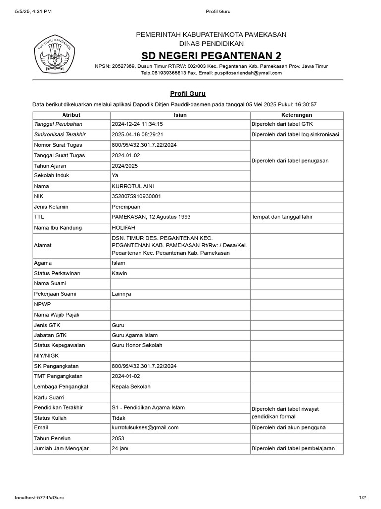 Prodil Dapodik | PDF
