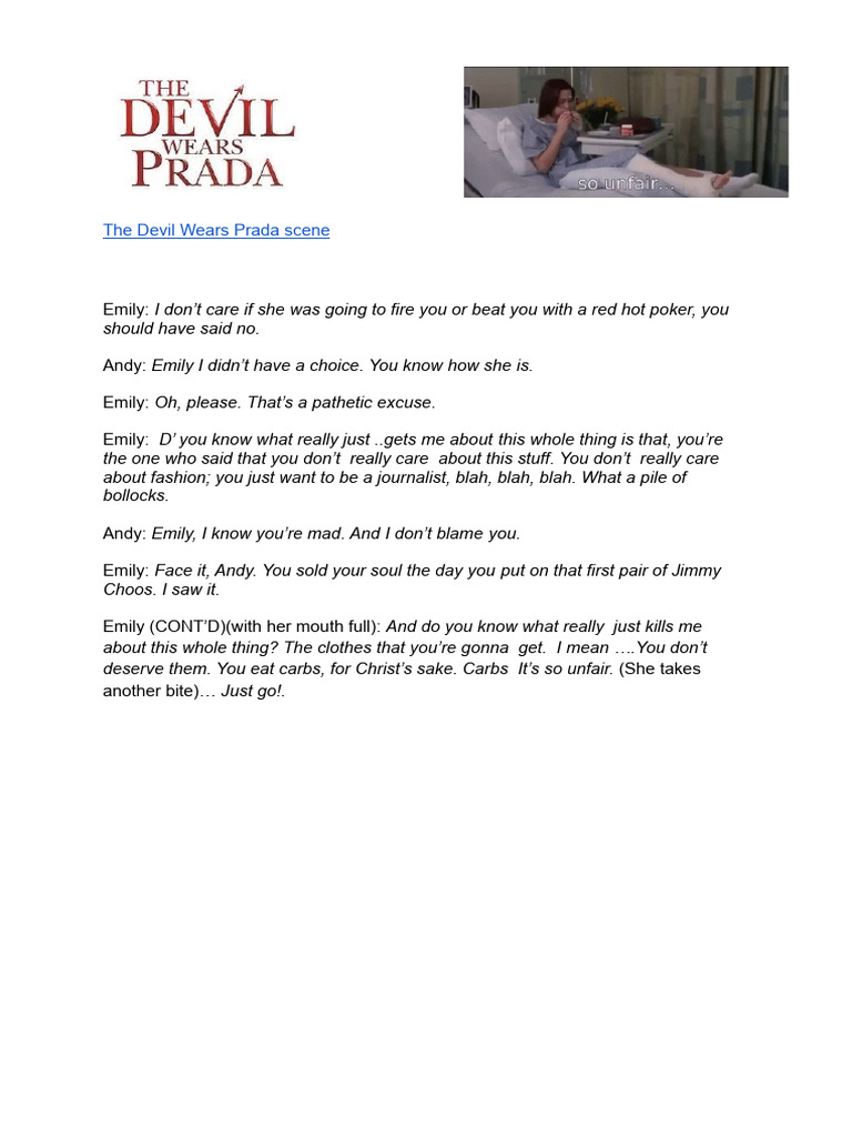 Devil Wears Prada Dialogue Analysis | PDF
