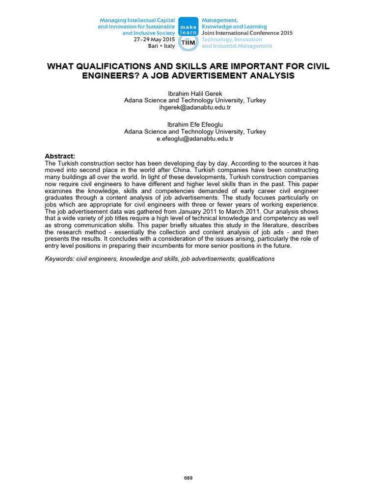 Civil Engineer Skills from Job Ads Analysis | PDF | Engineer | Skill