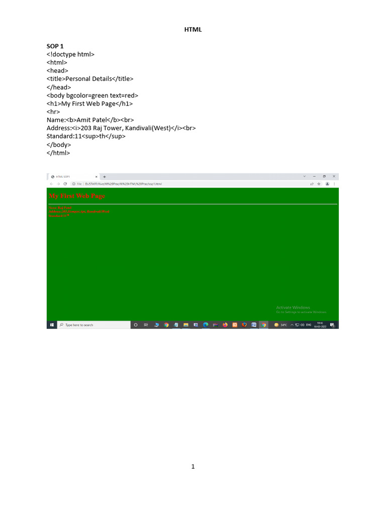 HTML and Javascript Practical Document | PDF | String (Computer Science) | Physics