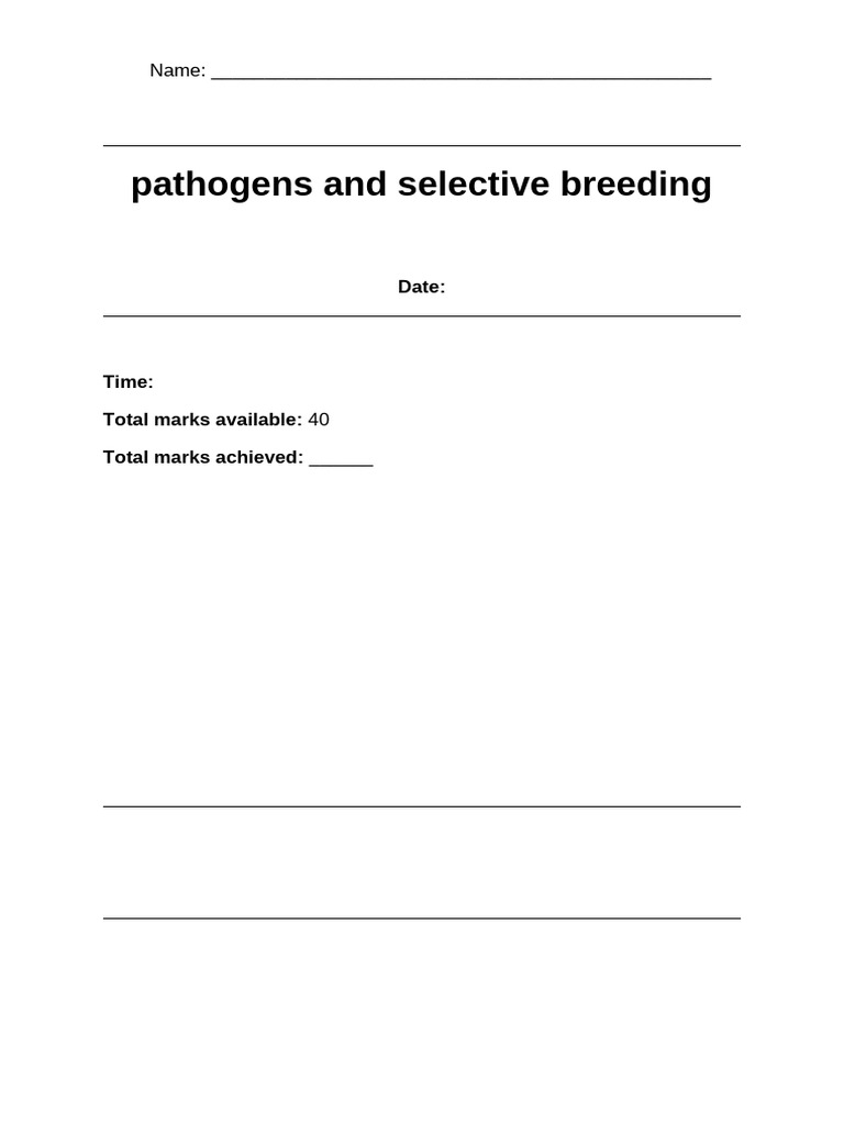 Pathogens and Selective Breeding Guide | PDF | Plant Breeding ...