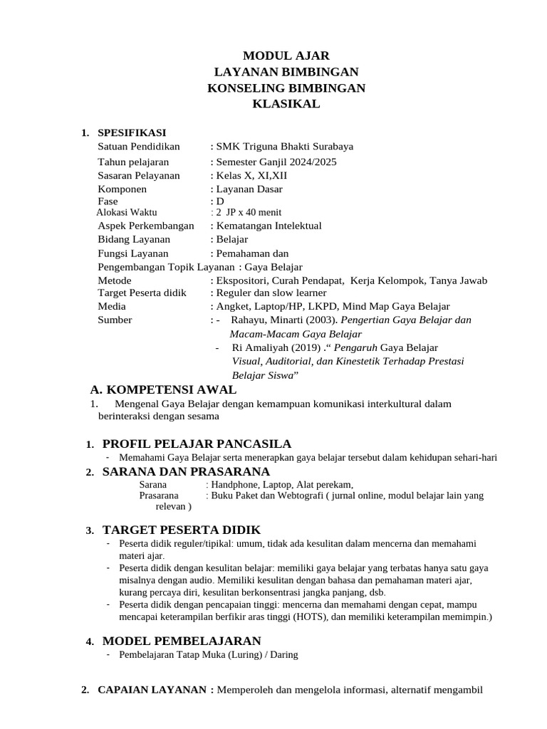 D. Modul Layanan Ajar BK | PDF