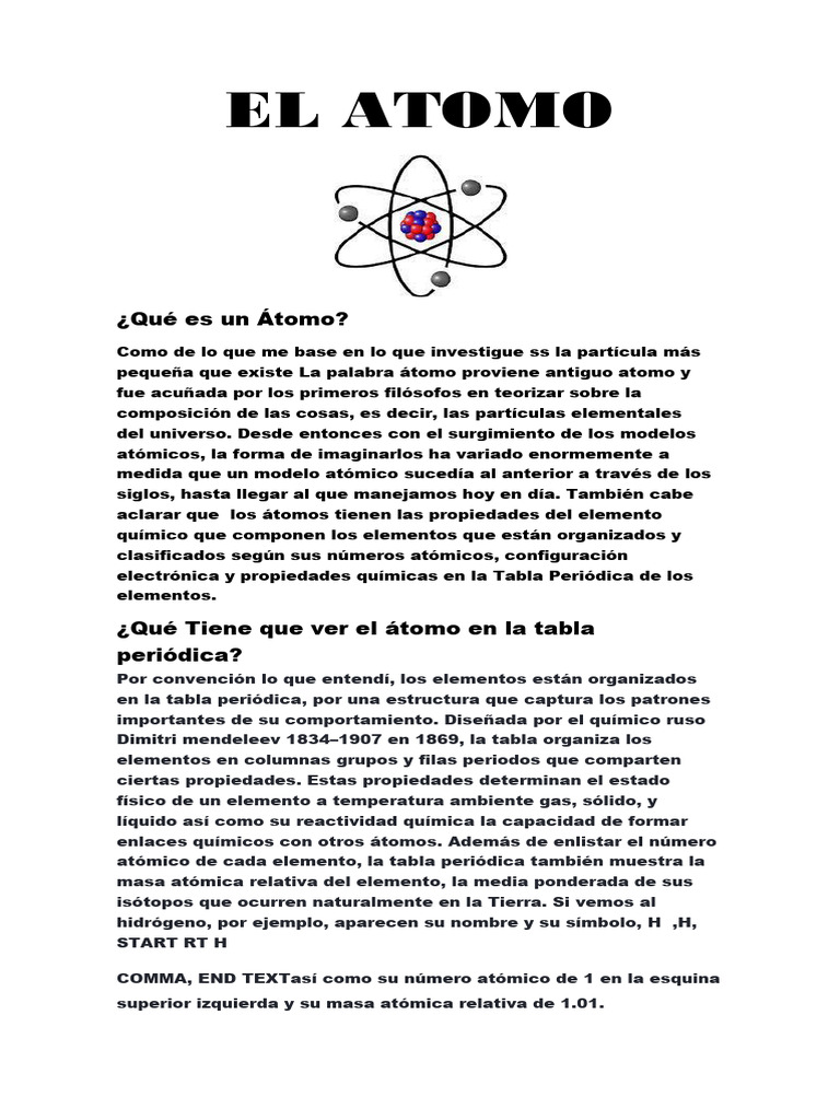 Estructura y Función del Átomo | PDF | Neutrón | Protón