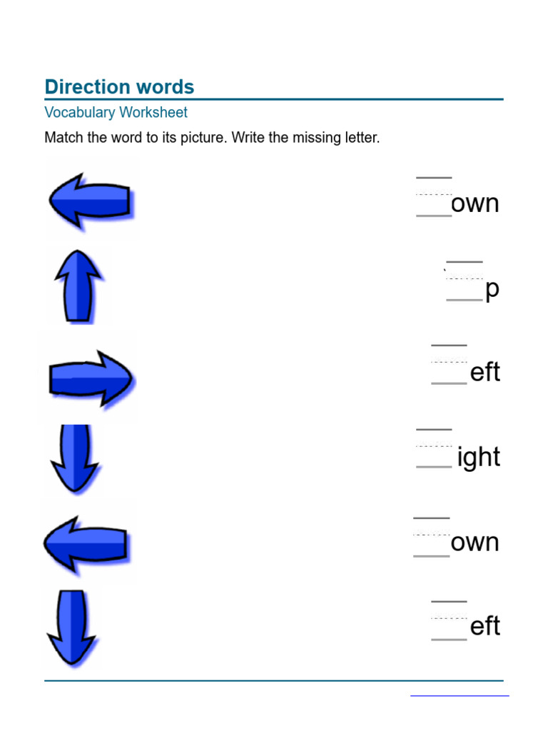 Direction and Compass Words Worksheet | PDF