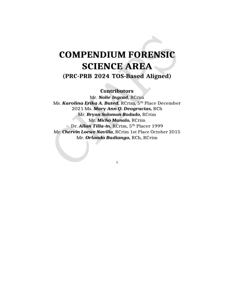 Forensic Science Area Update Notes 2025 Edited | PDF | Camera Lens | Camera