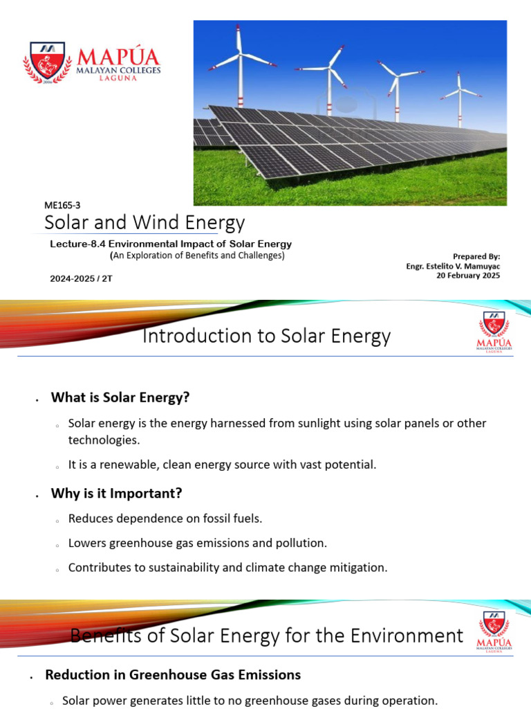 LECTURE 8.4 Environmental Impact of Solar Energy | PDF | Sustainable ...