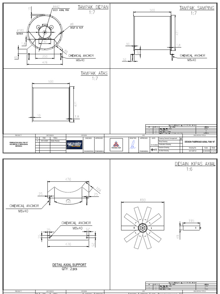 Design Axial Fan Variasi 20 Inch | PDF | Technical Drawing | Drawing