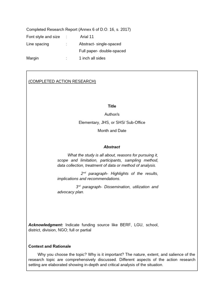 Completed Action Research Template | PDF | Data | Science