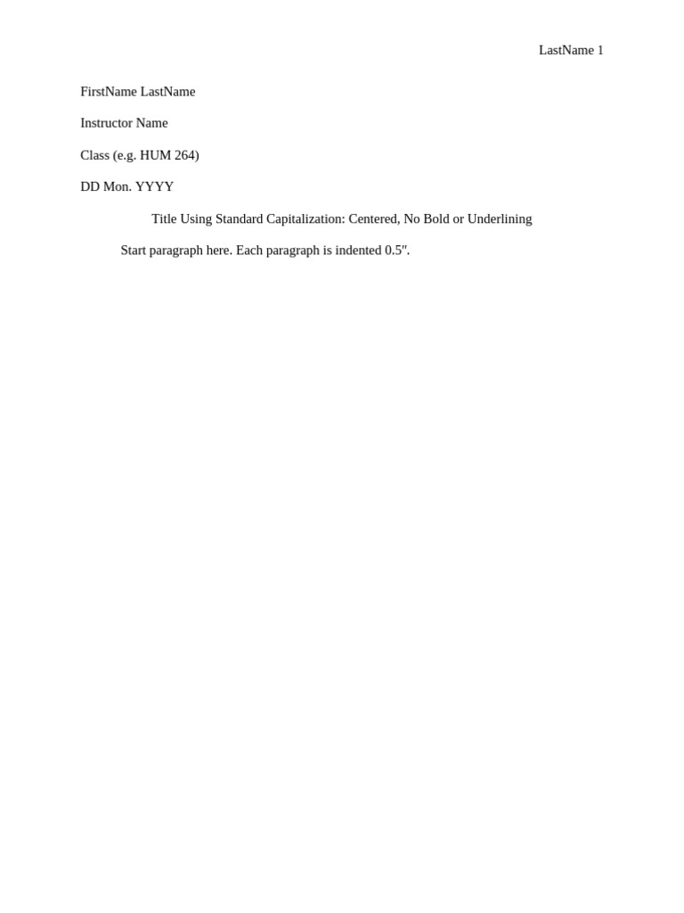 MLA Style Document Template | PDF