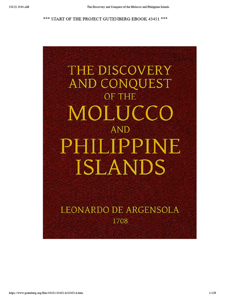 The Discovery and Conquest of The Molucco and Philippine Islands | PDF | Spanish Empire
