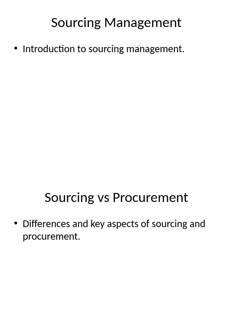 Sourcing Management PPT-1 | PDF