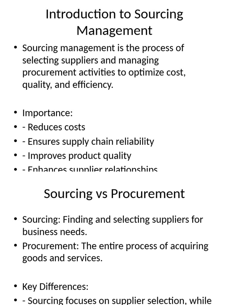 Sourcing Management Essentials | PDF | Procurement | Supply Chain