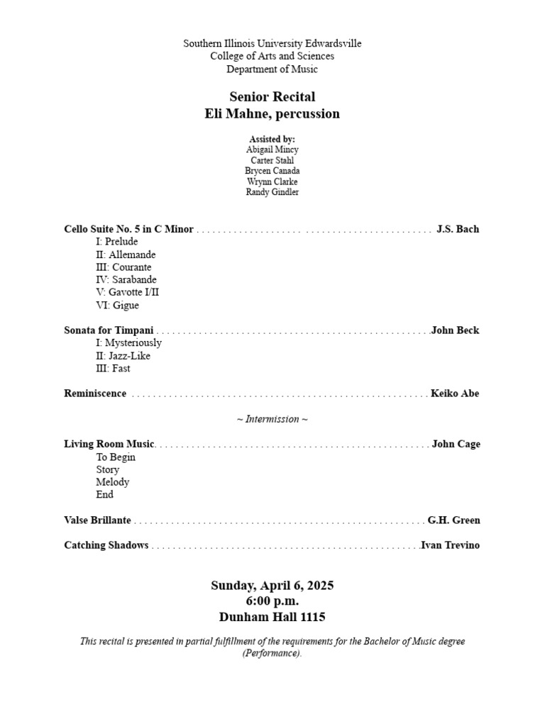 Senior Recital Program Notes | PDF | Suite (Music) | Johann Sebastian Bach