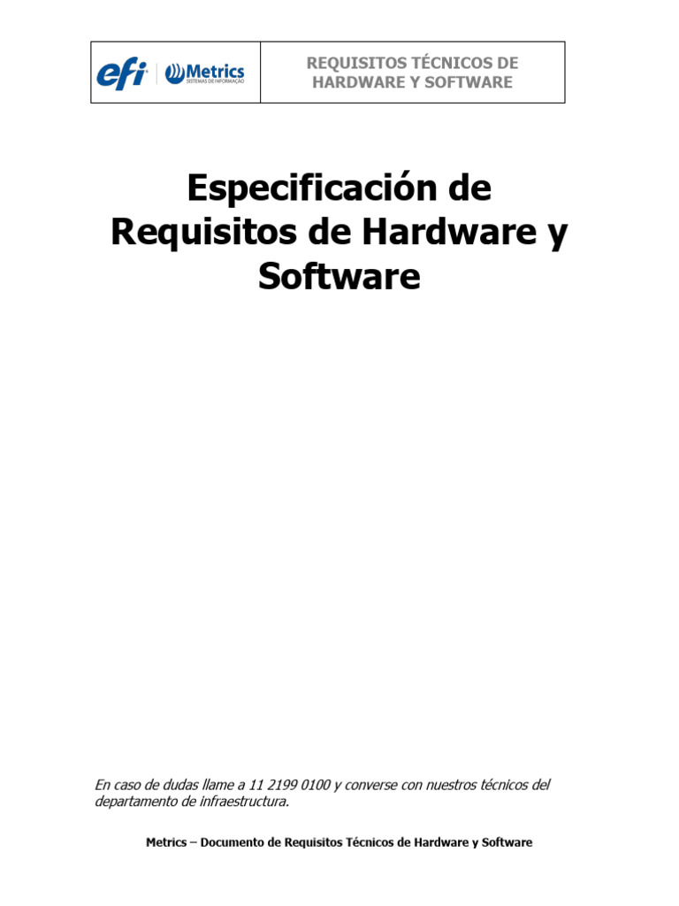 Especificación de Requisitos de Hardware y Software | PDF | Hardware de la computadora ...