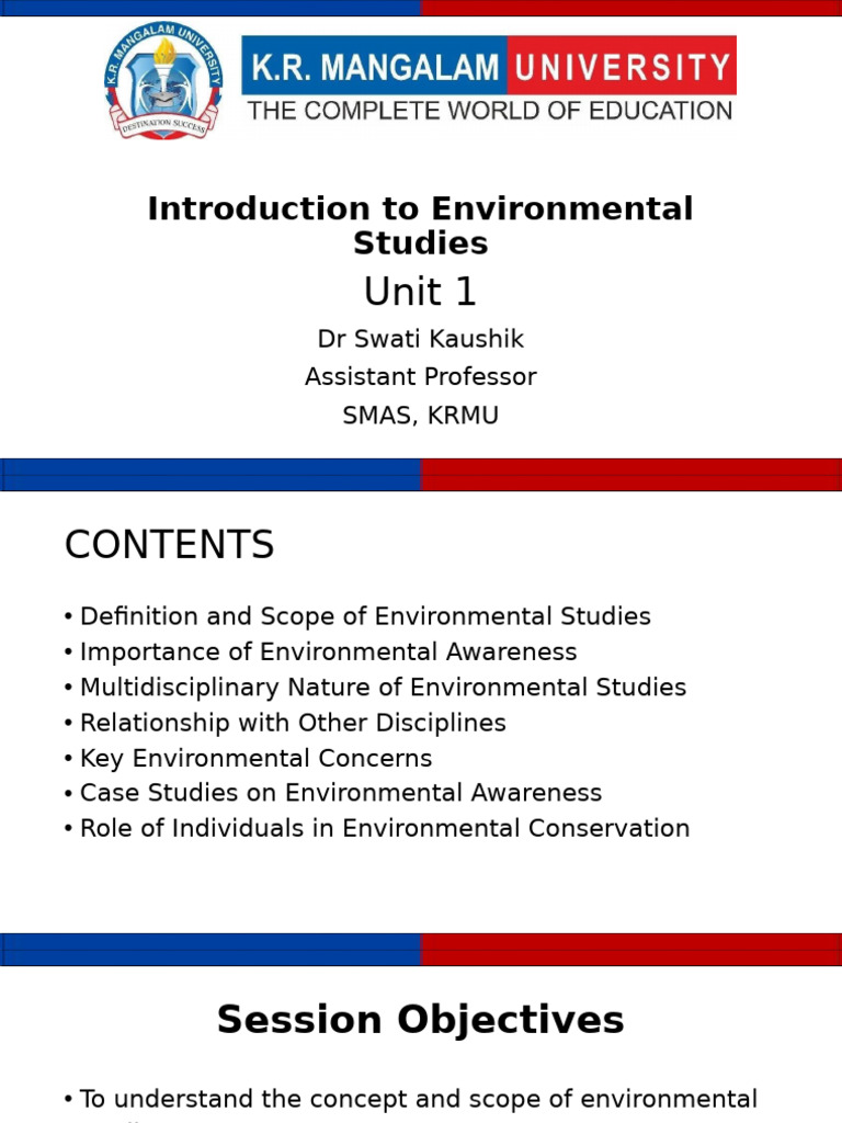 Session 1 Unit 1 evs BP206T | PDF | Sustainability | Conservation Biology