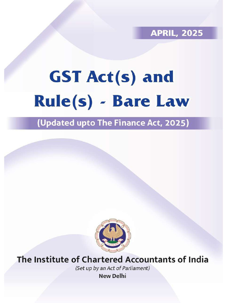 GST Act and Rules: Bare Law Edition | PDF | Taxes | Value Added Tax