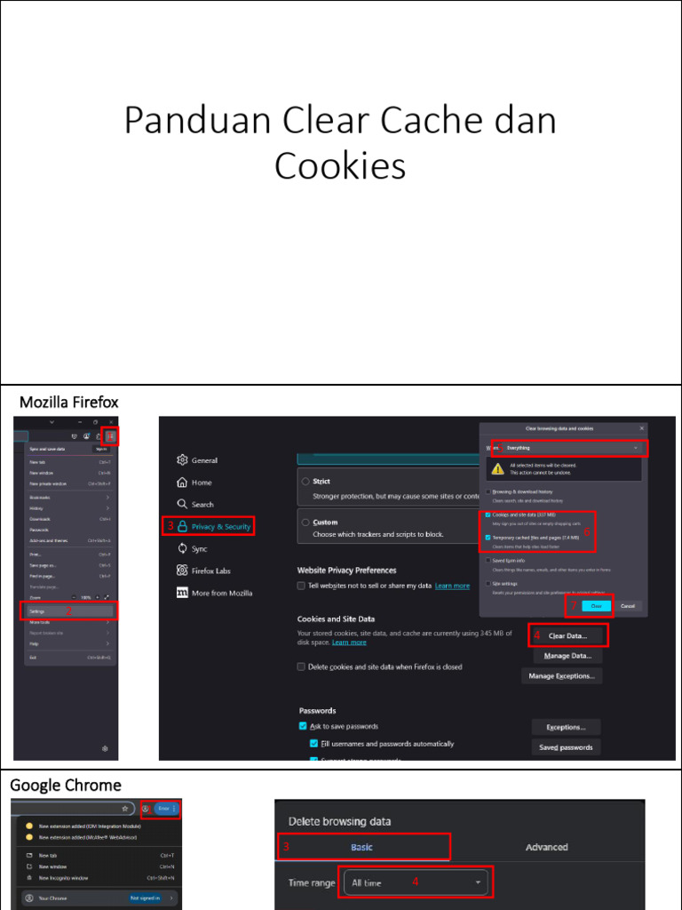 Panduan Clear Cache Dan Cookies | PDF