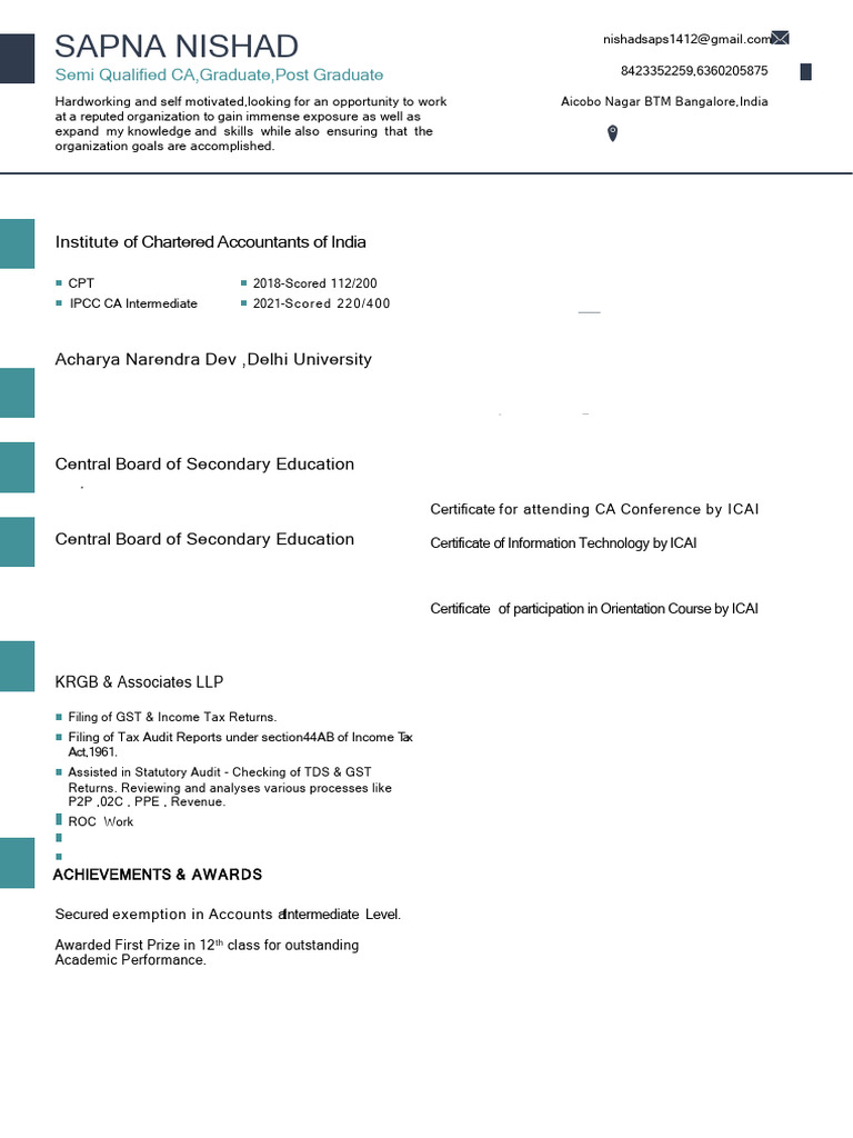 Sapna RESUME Final 250506 202251 | PDF | Accounting | Business
